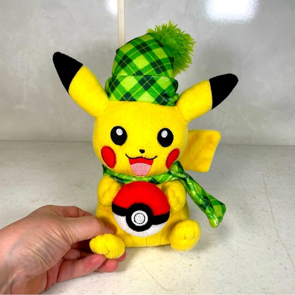 Pokemon | Toys | Tomy Pokmon Christmas Pikachu Plush Green Plaid Scarf ...